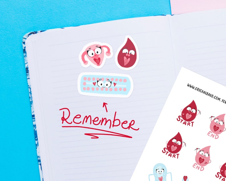 Period Tracker Printable Stickers. Monthly Cycle Planner. Journal ...