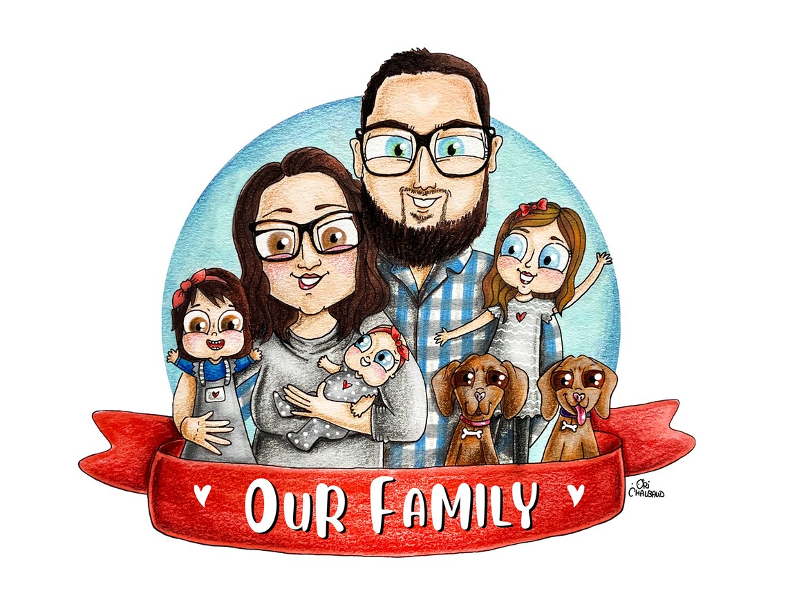Custom Family Portrait Family Illustration Custom Family - Etsy Canada