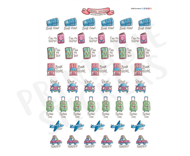 Travel printable Stickers Book Flight Ticket Planning | Etsy
