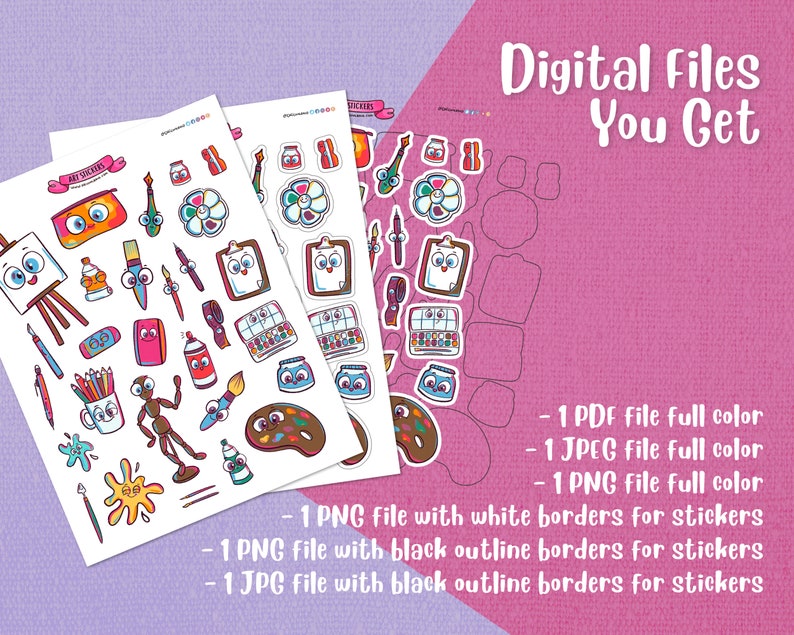 Artist Materials Clip Art Printable Stickers | Etsy Canada