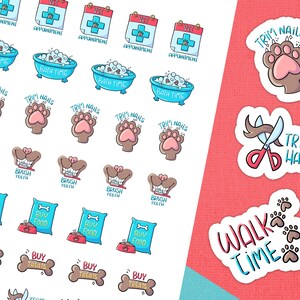 Dog Care Planner Printable Stickers. Puppy Services Journal Digital ...