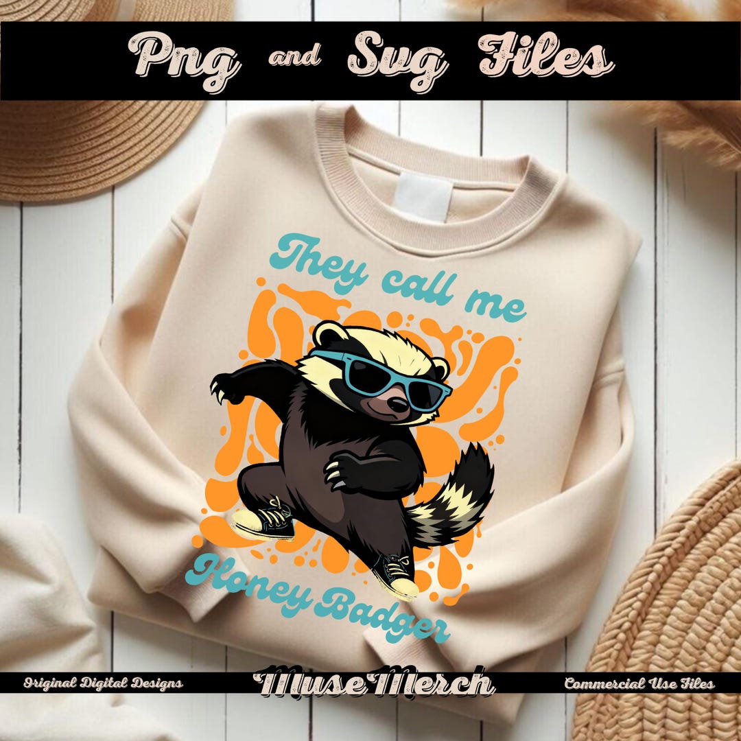 Retro Honey Badger PNG / Groovy 70s Style SVG / Sublimation Design SVG ...