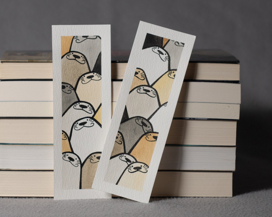 Seal bookmark /NOT PRINTED/ watercolor seal book marker OOAK | Etsy