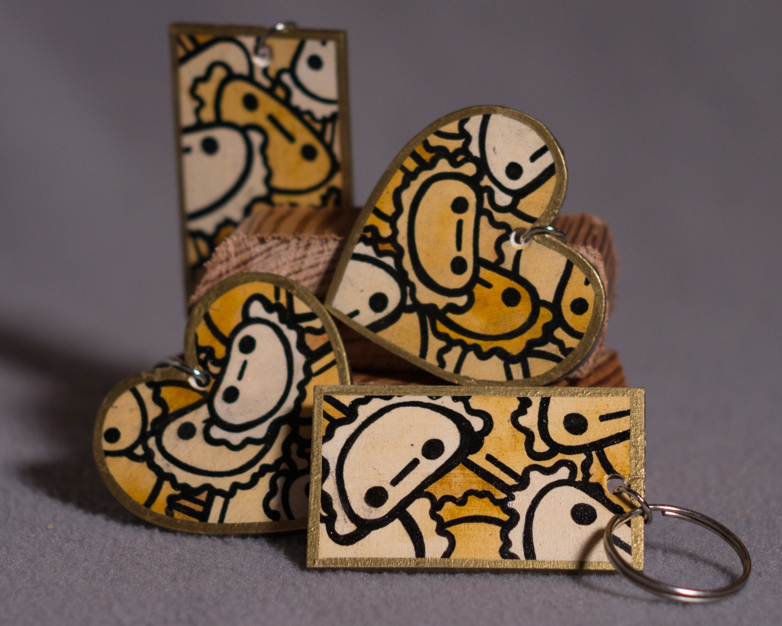 Wooden PIEROGI Keychain Dumplings Key Ring / Ooak Handpainted | Etsy