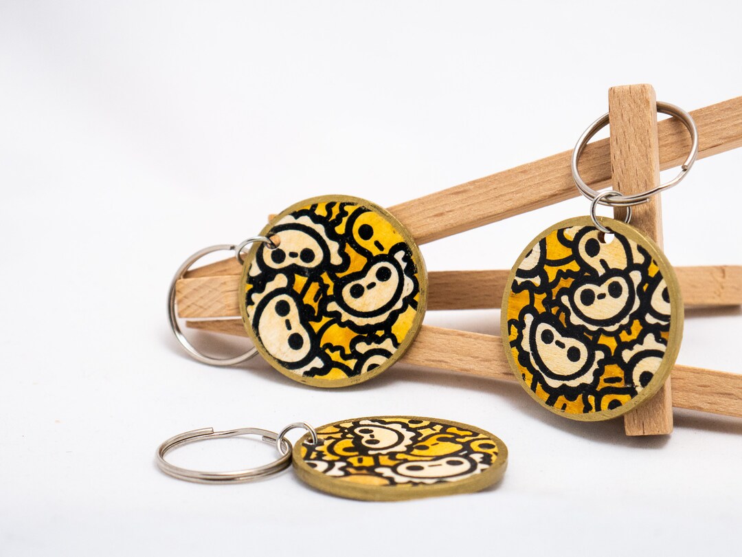 Wooden PIEROGI Keychain Dumplings Key Ring Circle Shape / Ooak ...