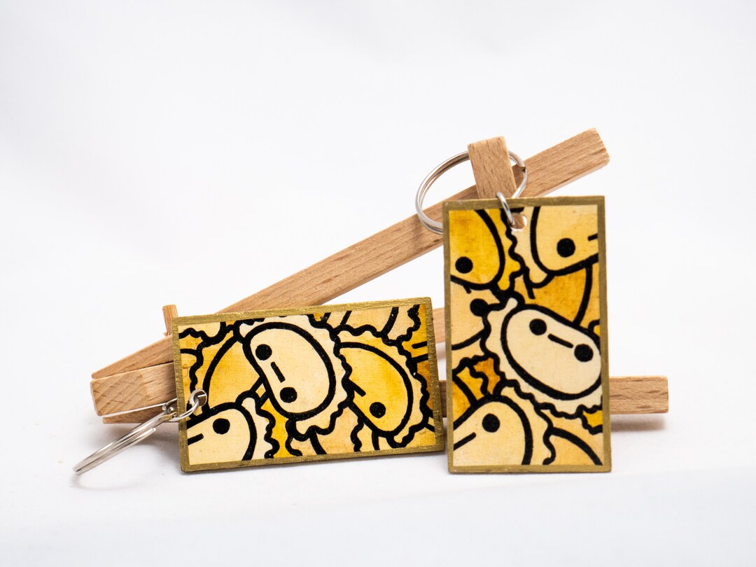 Wooden PIEROGI Keychain Dumplings Key Ring Rectangular Shape / Ooak ...