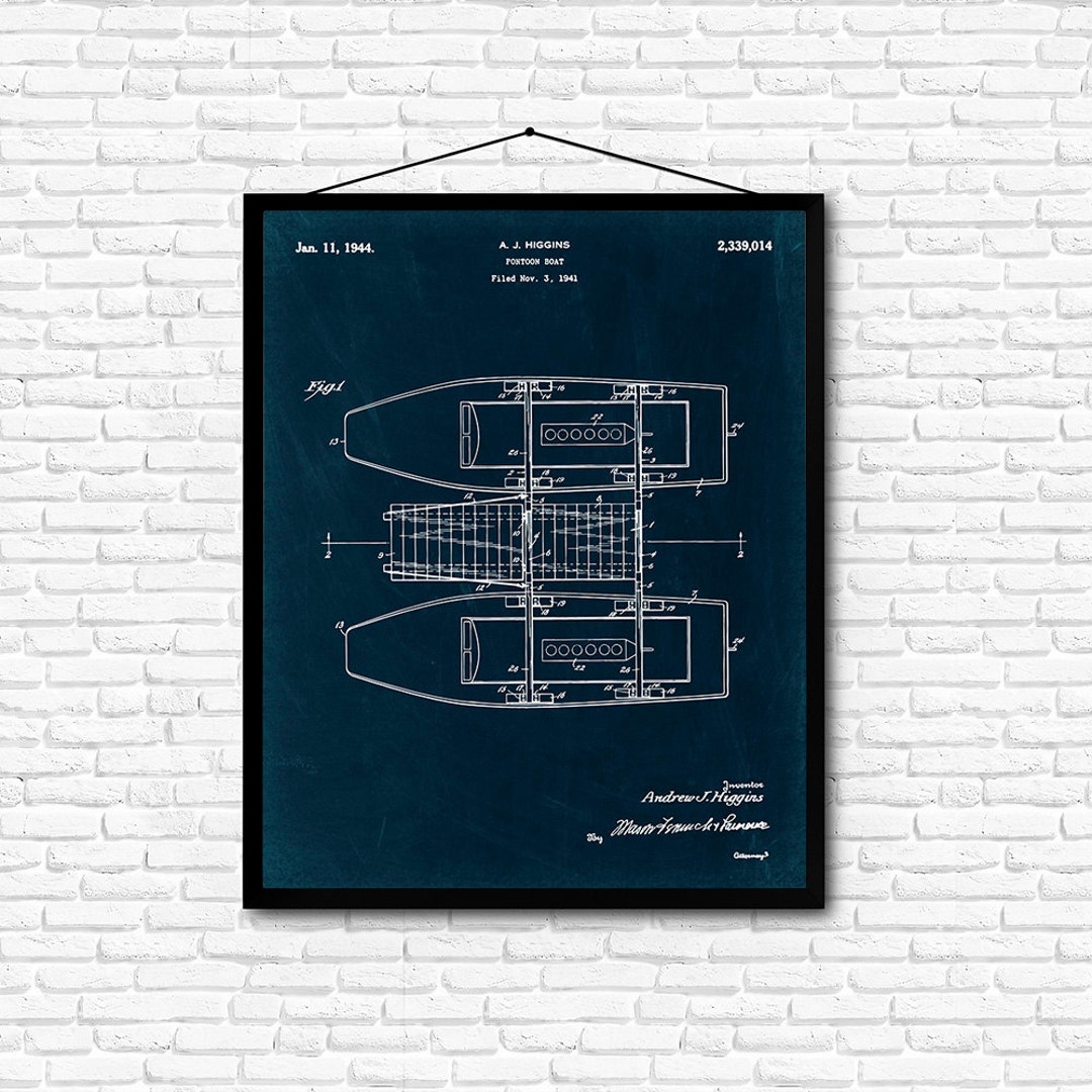 Pontoon Boat 01 Print 1944 Poster Wall Art Illustration - Etsy