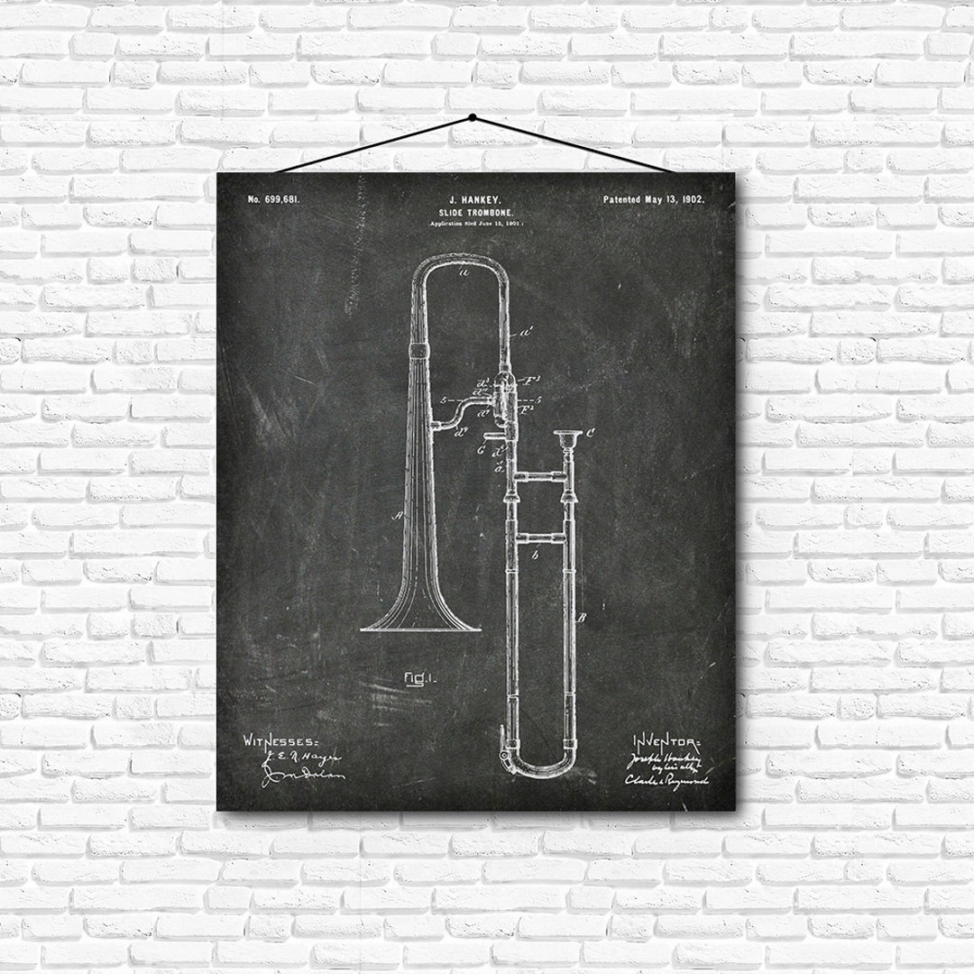 Slide Trombone - 1902 - Poster Wall Art Illustration Print Art Home ...