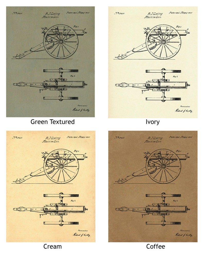 Machine Gun Patent Print 1865 Poster Wall Art Illustration - Etsy