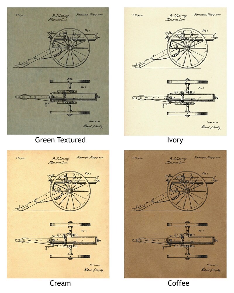Machine Gun Patent Print 1865 Poster Wall Art Illustration - Etsy
