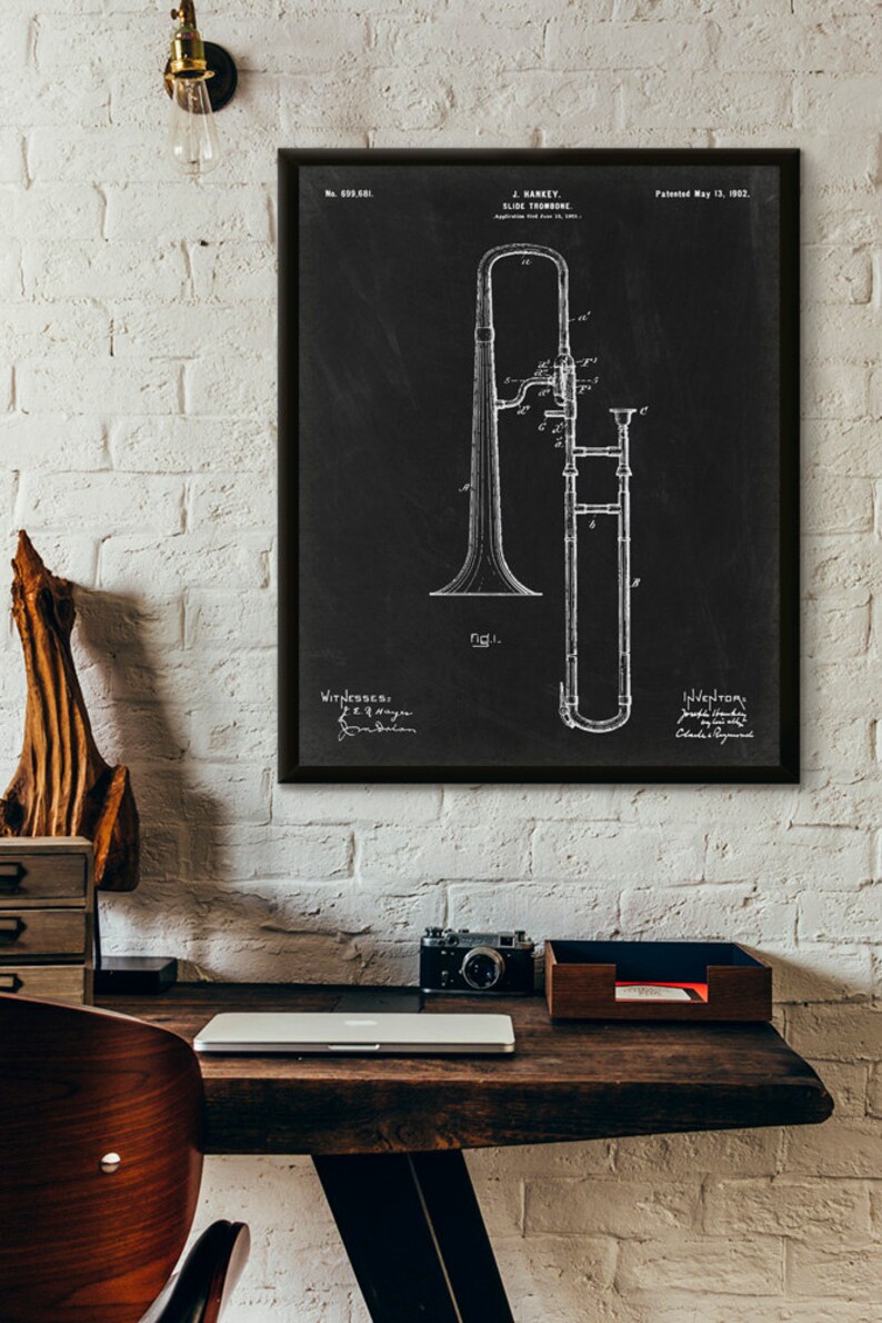 Slide Trombone 1902 Poster Wall Art Illustration Print Art Home Decor ...