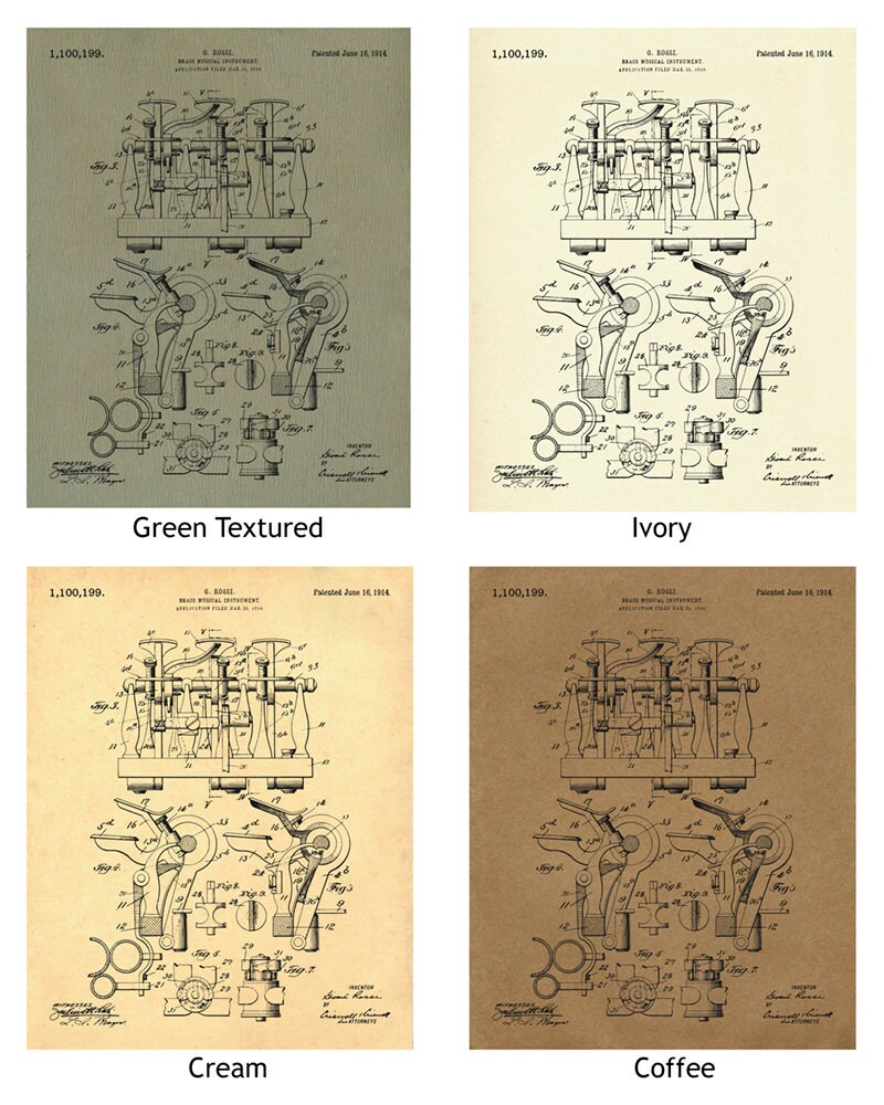 Brass Musical Instrument Patent Print 1914 Poster Wall Art - Etsy
