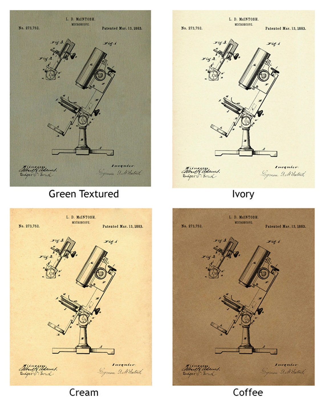 Microscope Patent Print 1883 Poster Wall Art Illustration Print Art ...