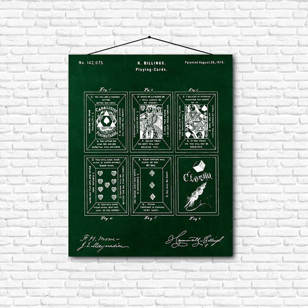 Playing Cards Patent Print - 1873 - Poster Wall Art Illustration Print ...