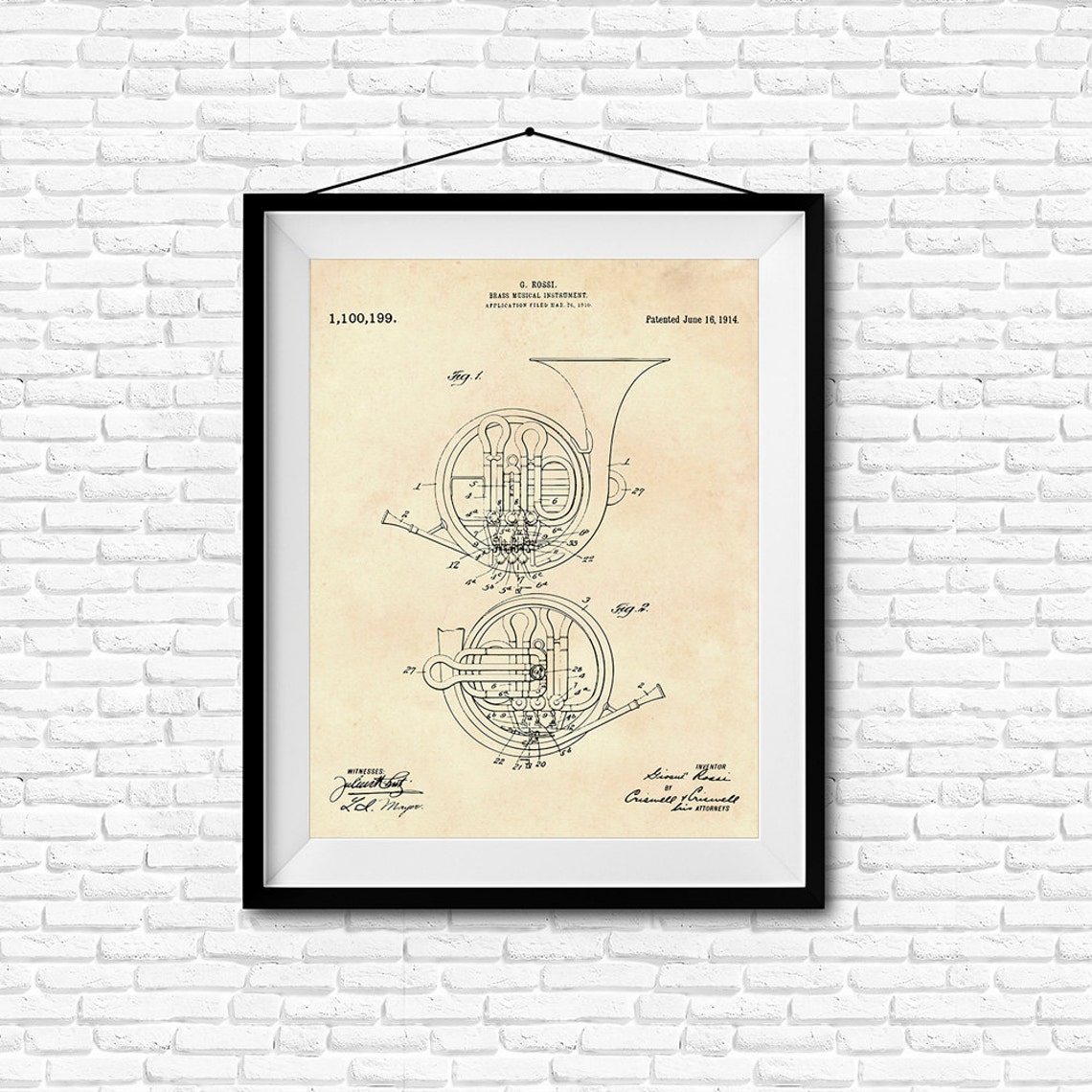 Brass Musical Instrument Patent Print 1914 Poster Wall Art - Etsy