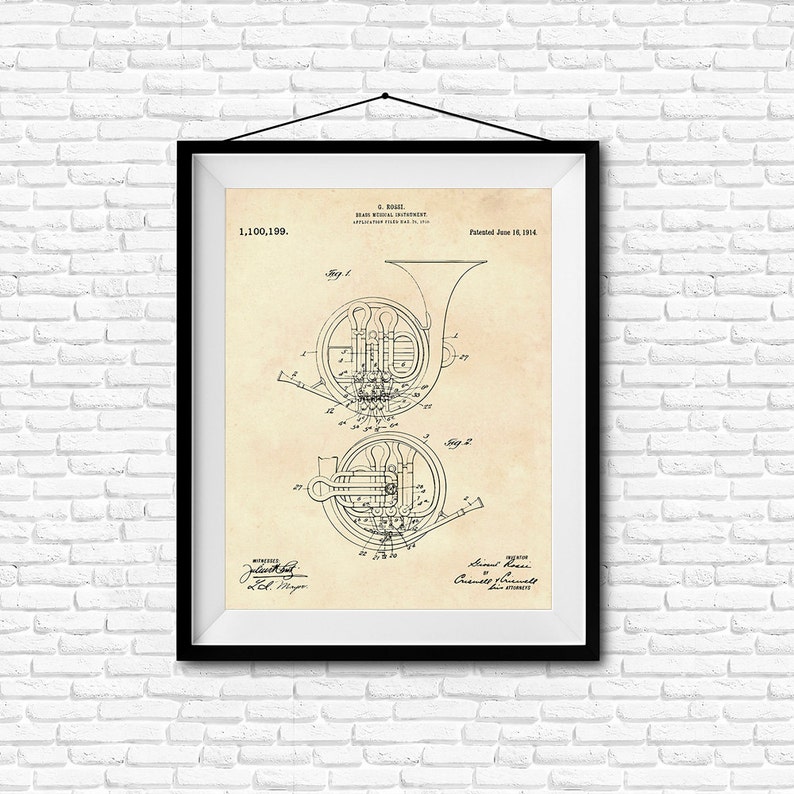 Brass Musical Instrument Patent Print 1914 Poster Wall Art - Etsy