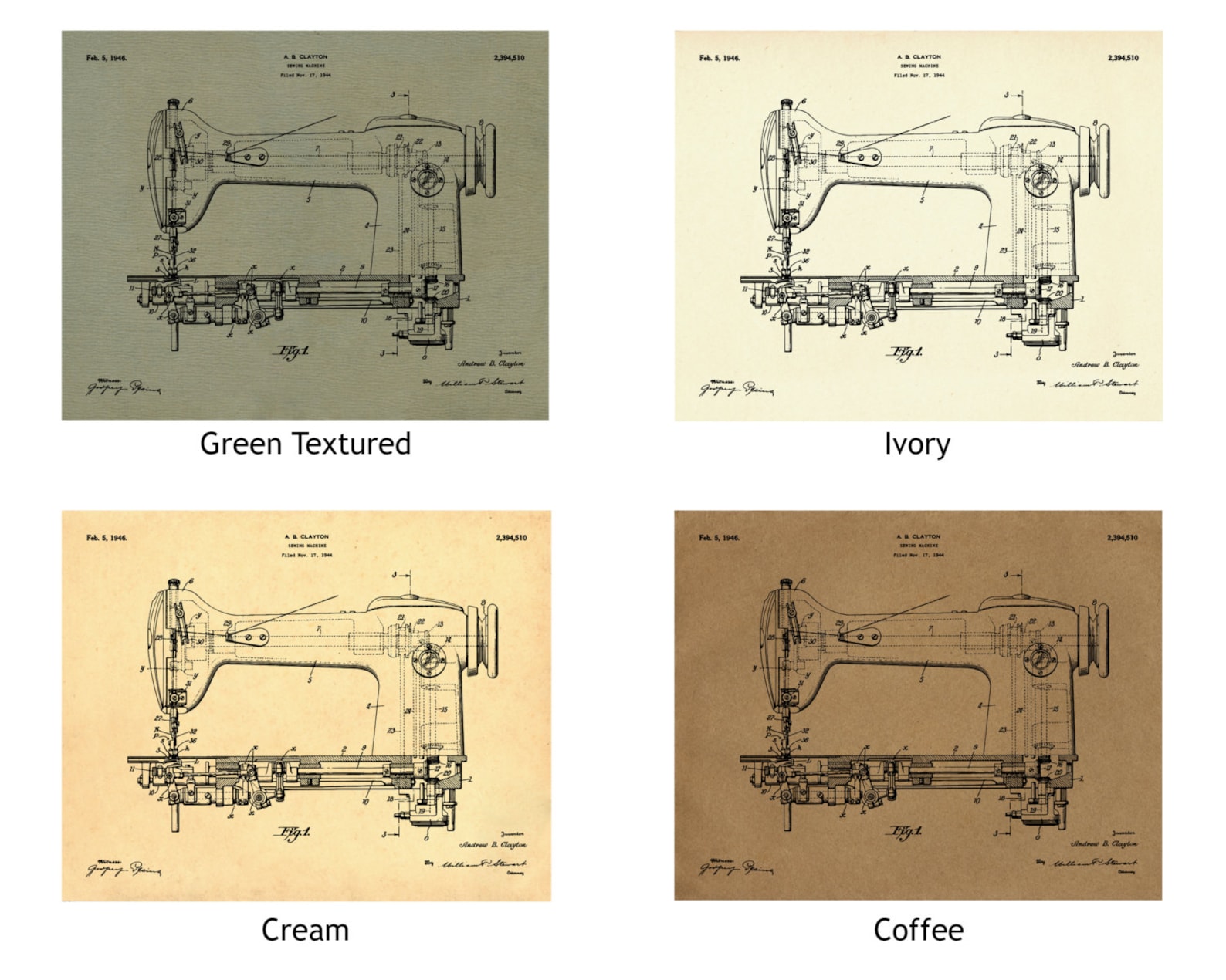 Sewing Machine Patent Print 1946 Poster Wall Art - Etsy