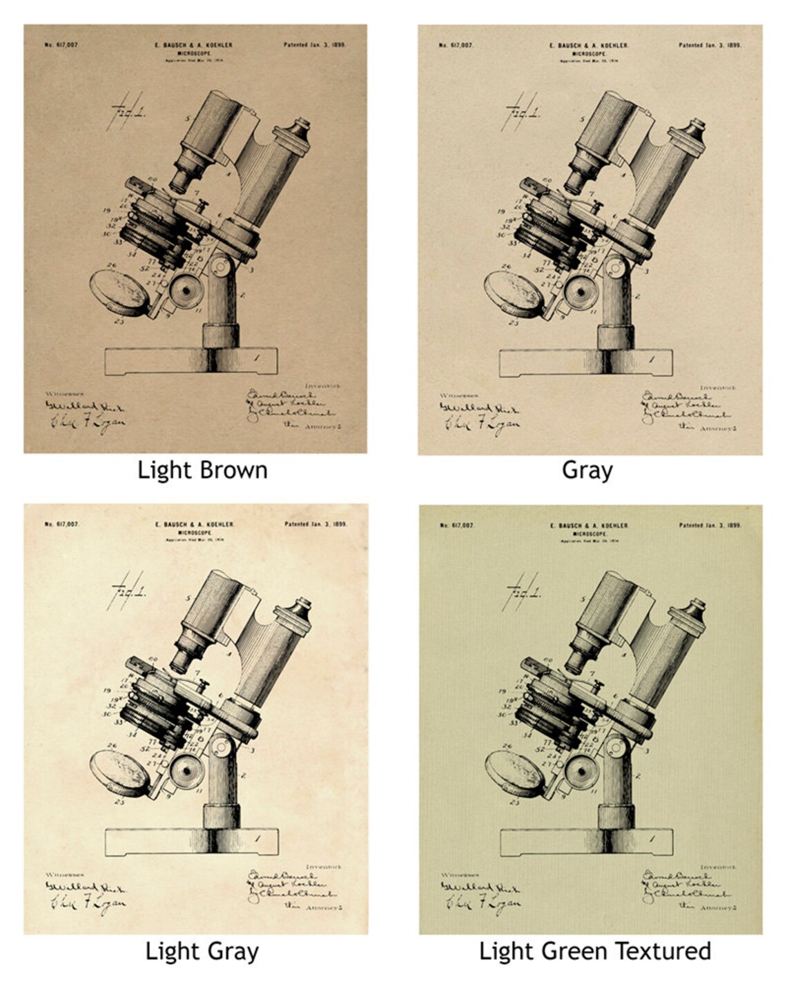 Microscope Patent Print 1899 Poster Wall Art Illustration - Etsy