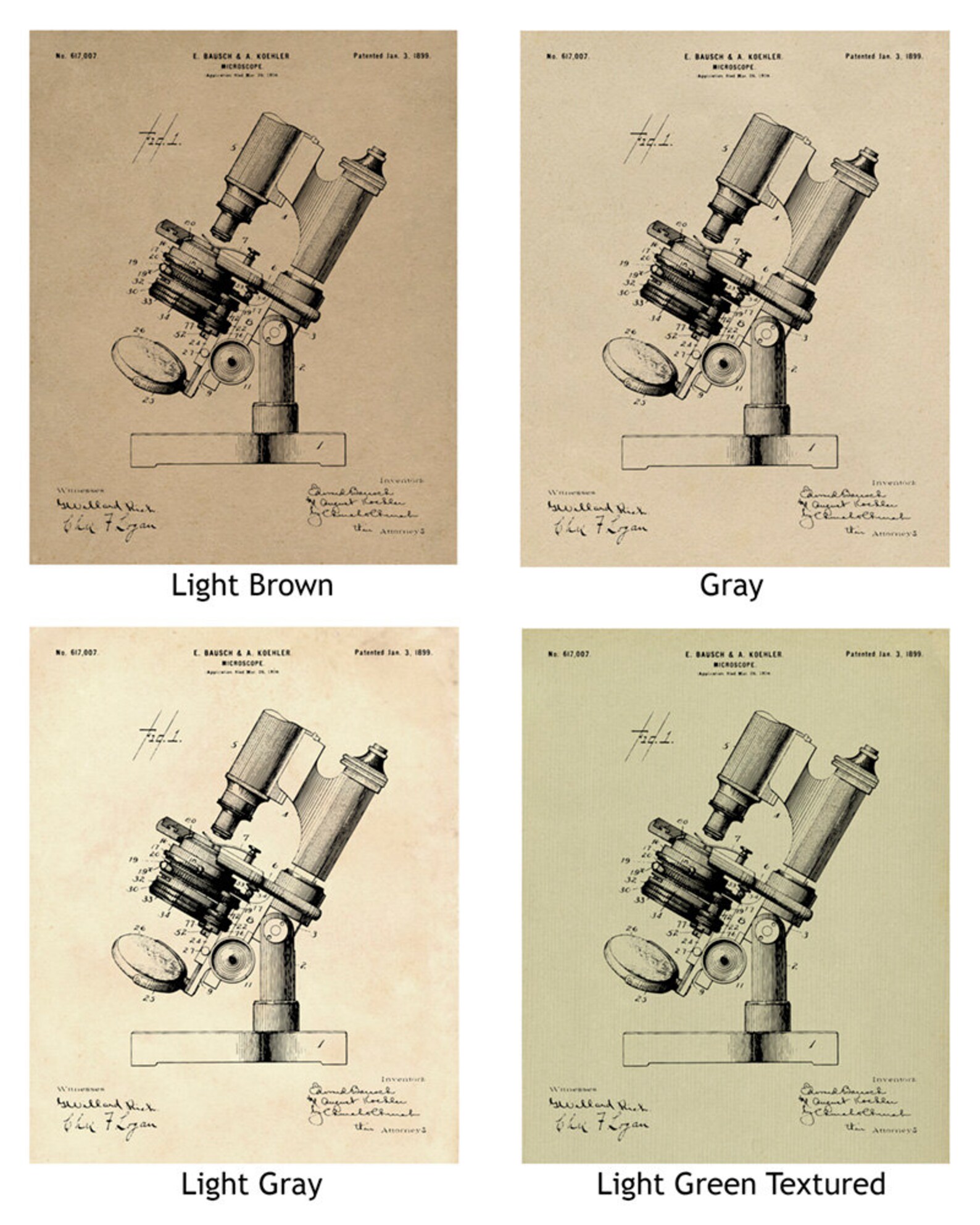 Microscope Patent Print 1899 Poster Wall Art Illustration - Etsy