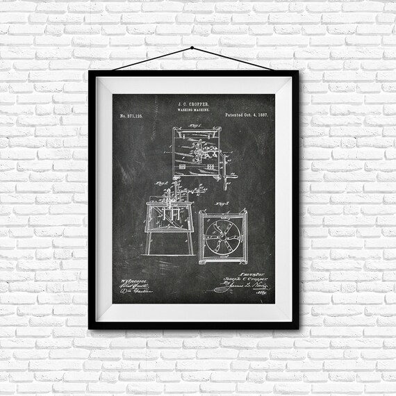 Washing Machine Patent Print 1887 Poster Wall art | Etsy