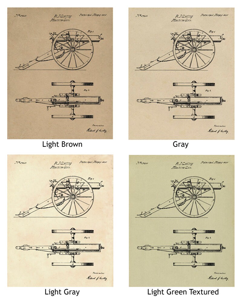 Machine Gun Patent Print 1865 Poster Wall Art Illustration - Etsy