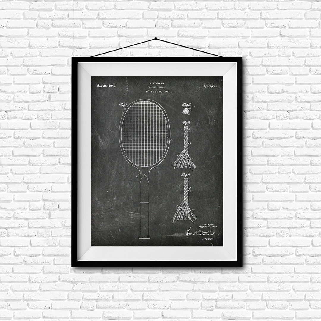 Racket String Patent Print - 1946 - Poster Wall Art Illustration Print ...