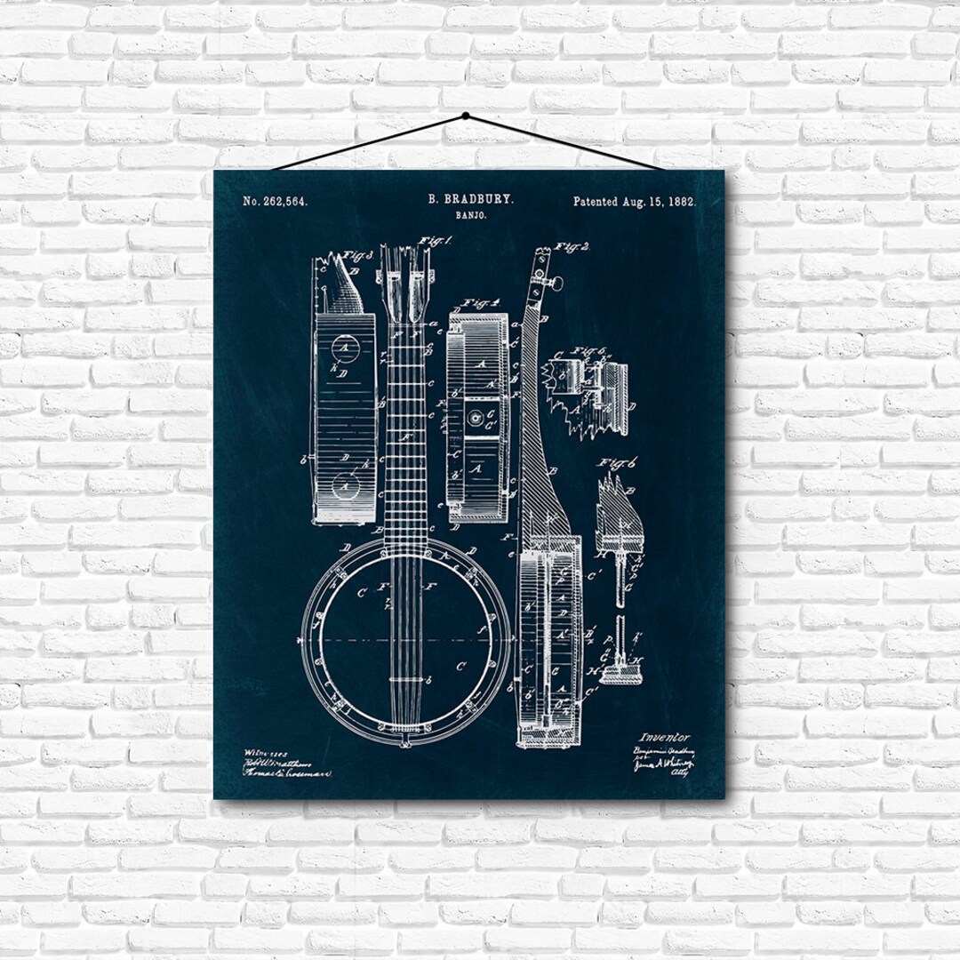 Banjo 1882 Poster Wall Art Illustration Print Art Home Decor Gift ...