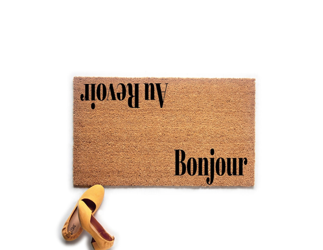 Bonjour Au Revoir Doormat Welcome Mat Hello and Goodbye - Etsy