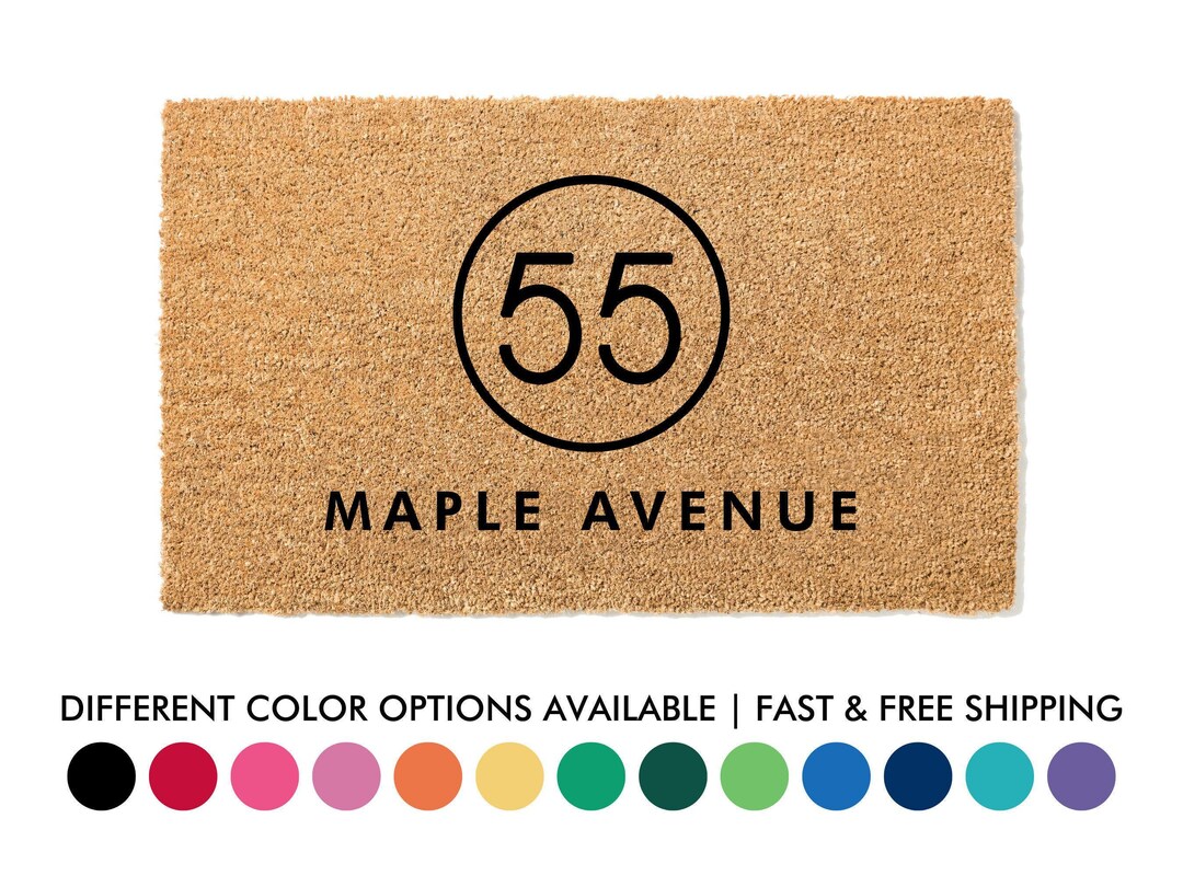 Custom Personalized Modern Address Door Mat, Simple Outdoor Welcome Mat ...