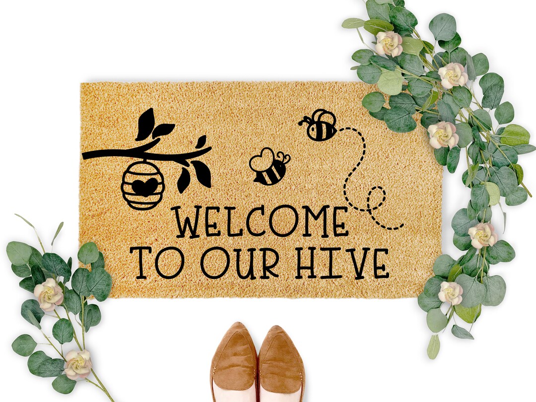 Honey Bee Door Mat Welcome to Our Hive Cute Doormat - Etsy
