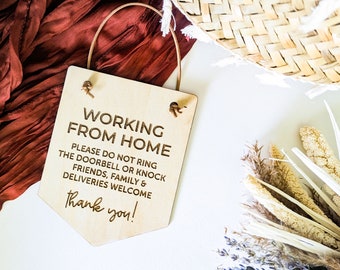 Do Not Ring the Door Bell Sign, Working From Home Sig, Working Sign ...