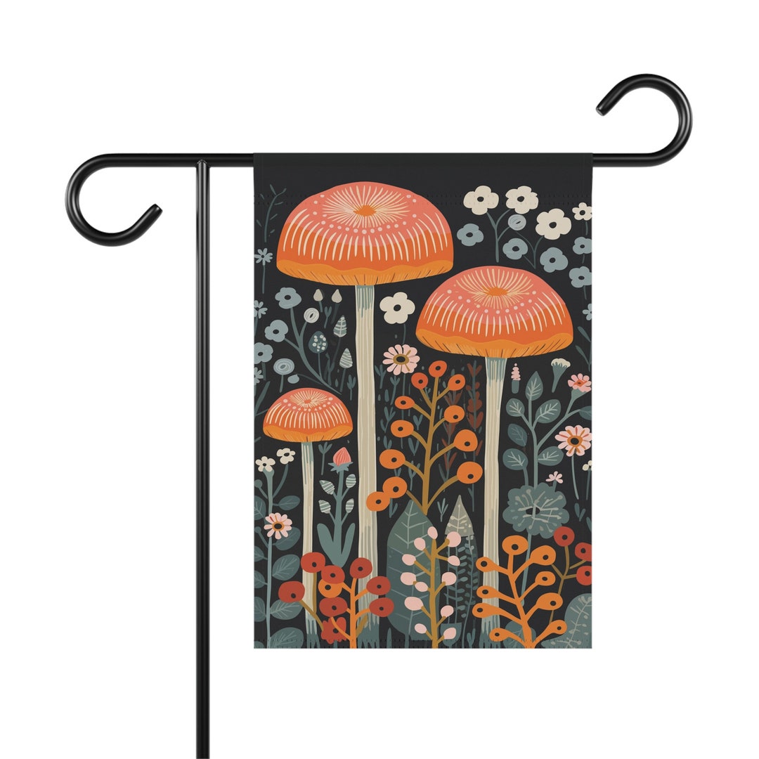 Mushroom Garden Flag, Folk Art Style Mushroom Decor for Garden, Yard ...