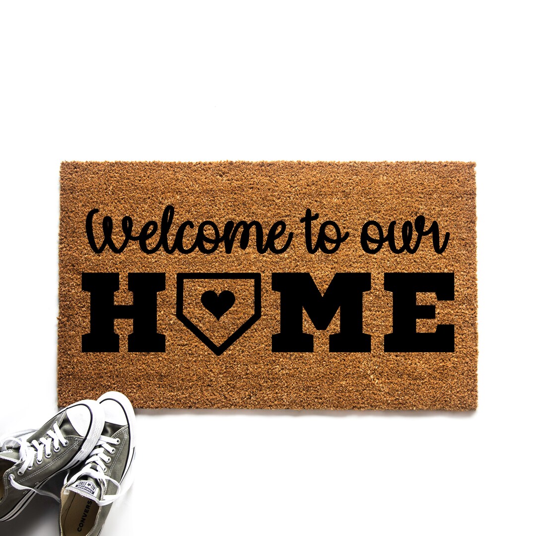 Welcome to Our Home Home Baseball Doormat, Baseball Outdoor Welcome Mat ...