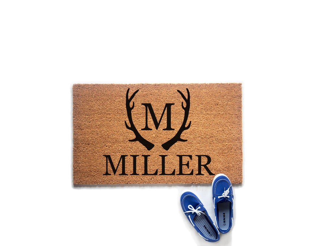 Personalized Antler Doormat Welcome Mat Monogram Door Mat - Etsy