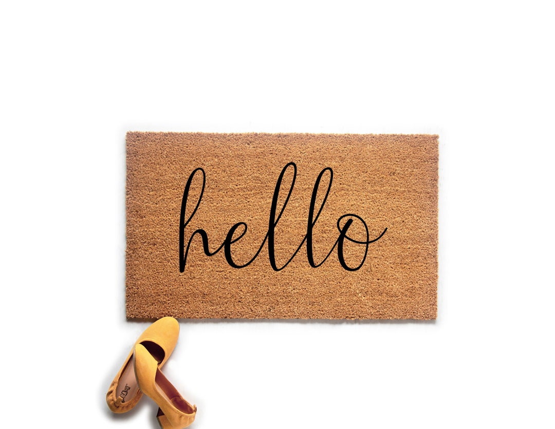 Hello Doormat Hello Welcome Mat Housewarming Gift Front Door Mat ...