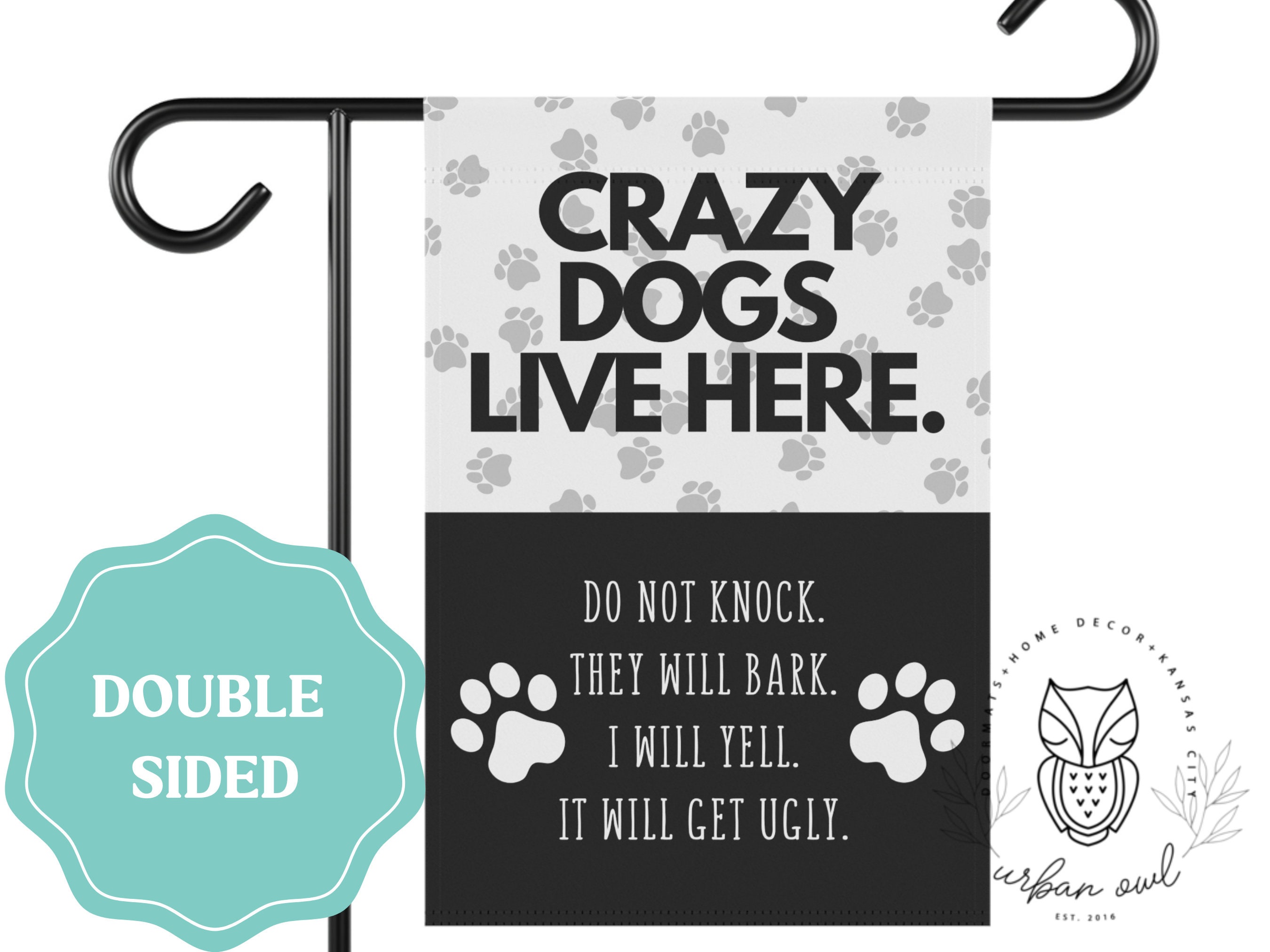 Funny Crazy Dogs Live Here Garden Flag Dog Lover Gift Double - Etsy
