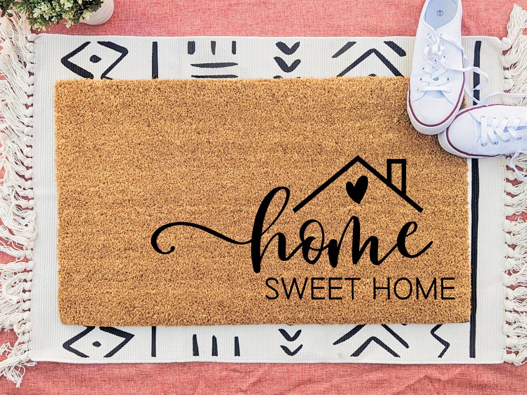 Home Sweet Home Door Mat, Modern Welcome Mat, Front Porch Decor, Front ...