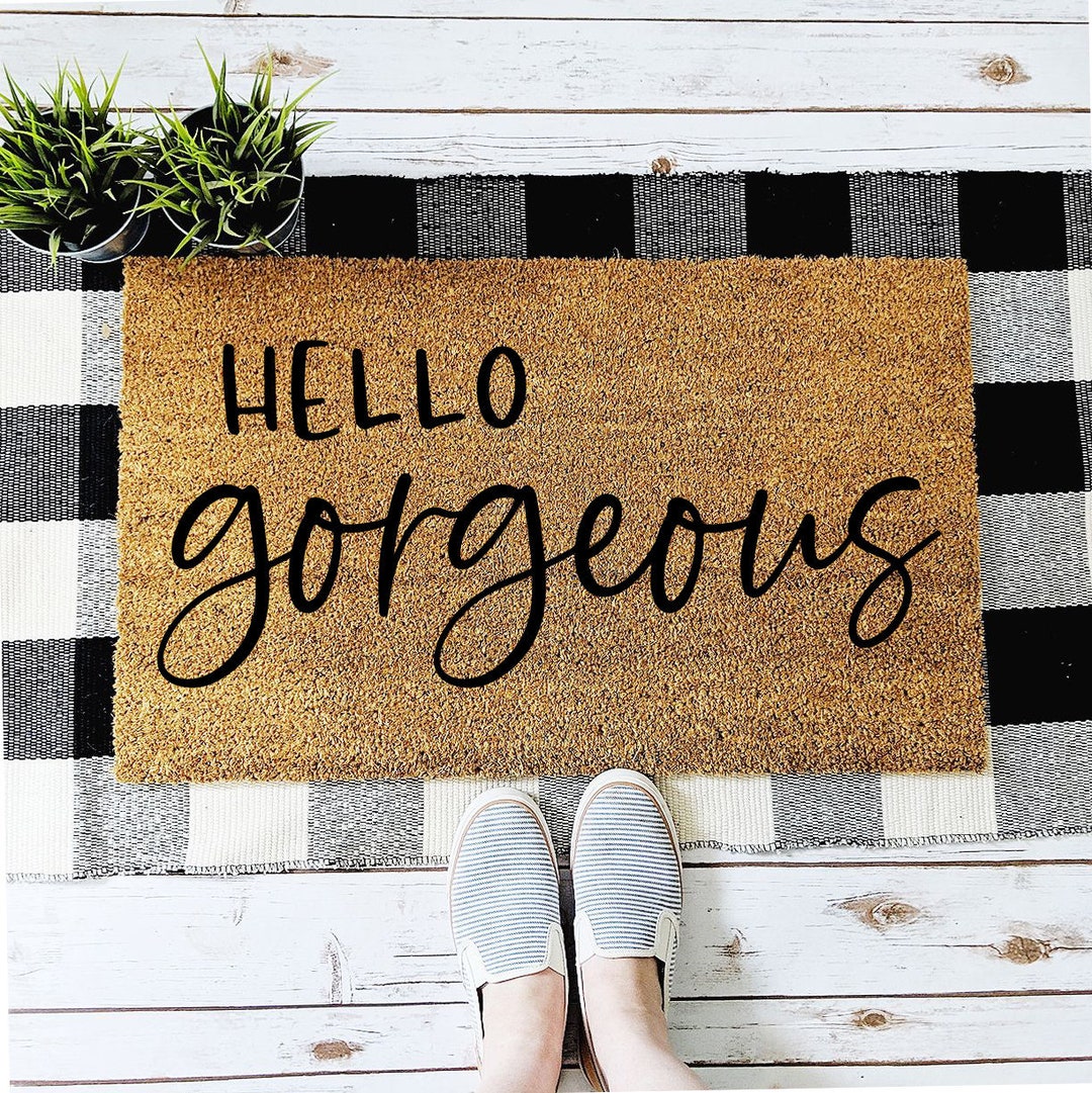 Hello Gorgeous Doormat, Cute Welcome Mat for Front Porch, Housewarming ...