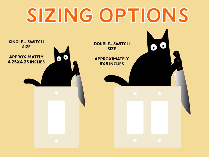Stabby Murder Cat Light Switch Topper - Funny Black Cat Wall Decor for ...