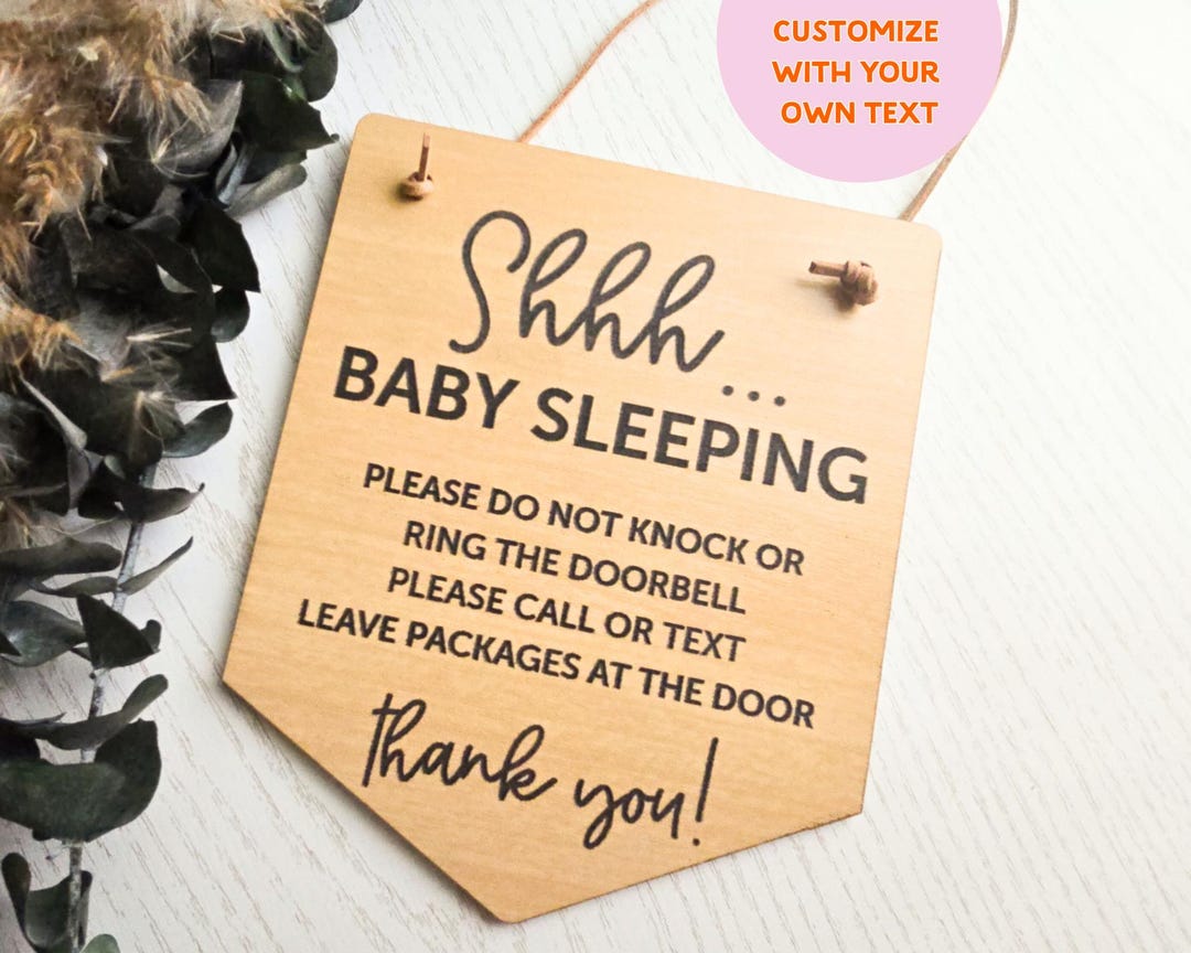 Baby Sleeping Sign, Do Not Ring the Doorbell or Knock Hanging Sign ...