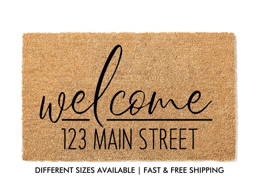 Custom Address Welcome Doormat | Welcome Door Mat | | Personalized ...