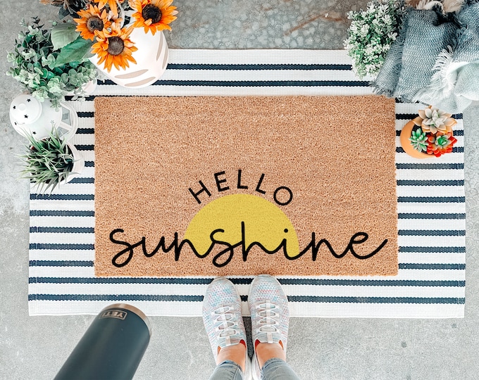 Hello Sunshine Coir Doormat Sunshine Doormat Outdoor Gifts Housewarming ...