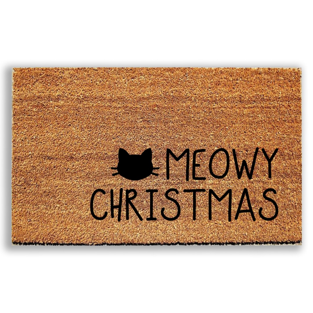 Meowy Christmas Doormat Funny Doormat for Cat Lover Outdoor Christmas ...