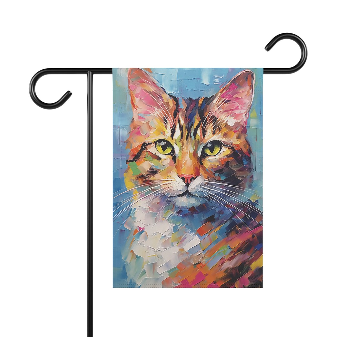Tabby Cat Yard Flag, Double Sided Garden Flag, Outdoor Garden ...