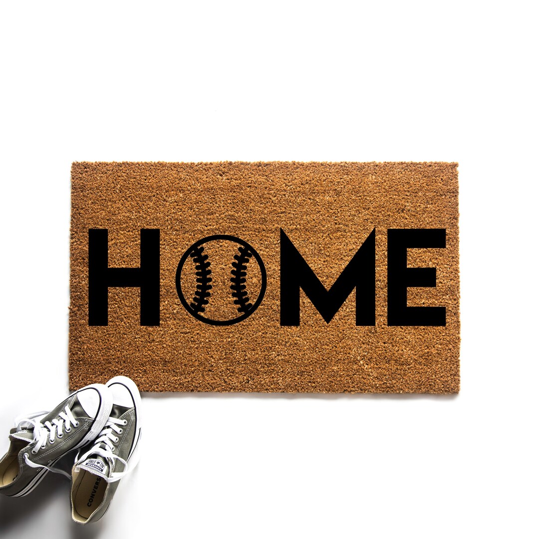 Home Baseball Doormat, Baseball Outdoor Welcome Mat, Gift for Baseball ...