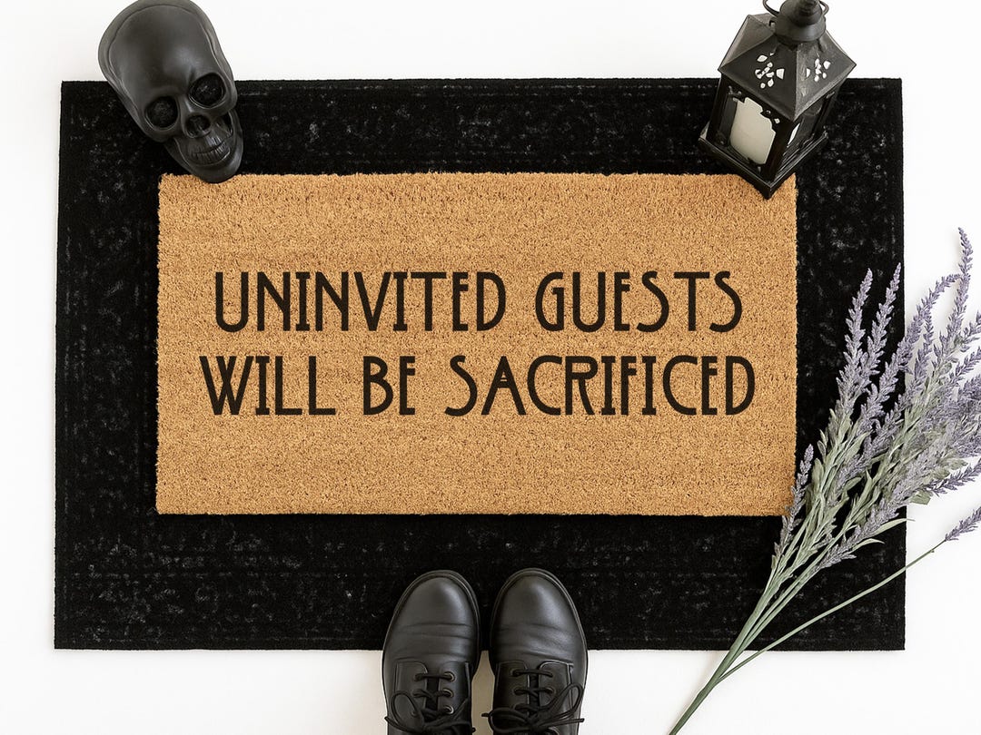 Halloween Welcome Mat: Uninvited Guests Will Be Sacrificed, Scary Front ...