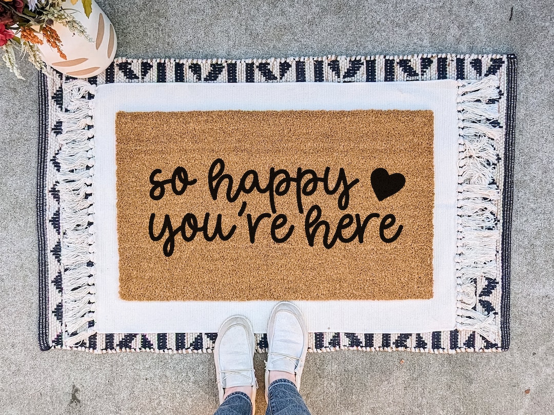 Happy You're Here Doormat, Cute Welcome Mat, Aesthetic Decor, Outdoor ...