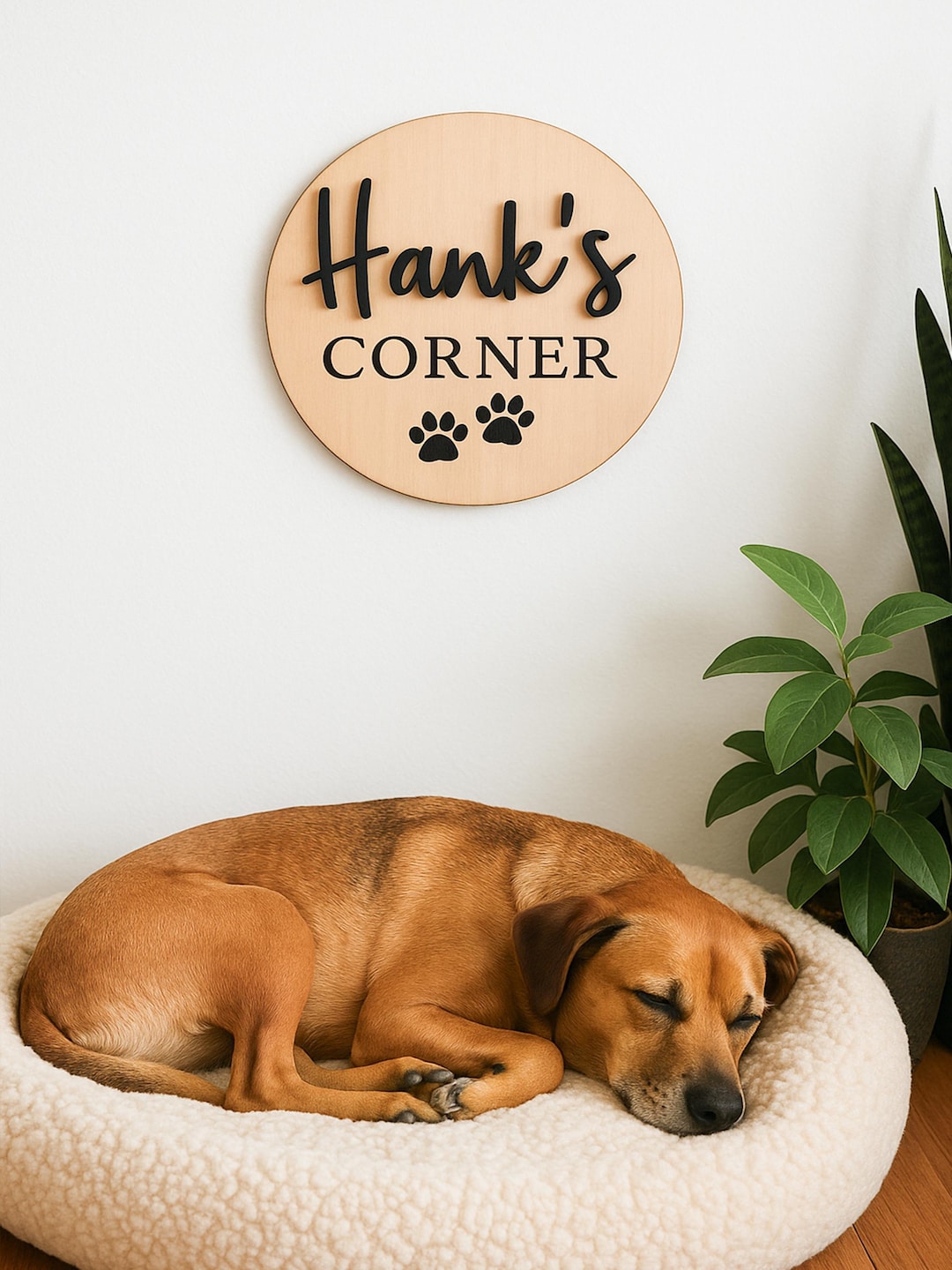 Personalized Pet Name Sign - Custom Round Modern Pet Wall Decor With 3D ...