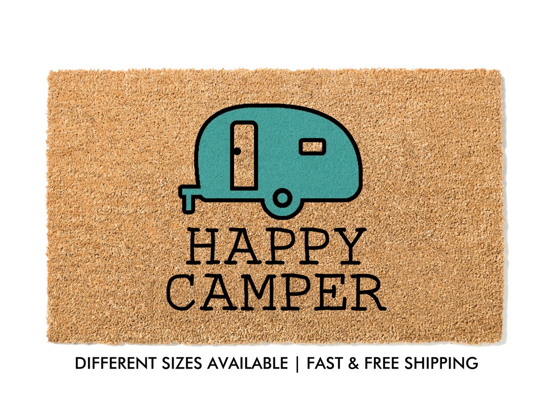 Happy Camper Welcome Mat Retro Camper Doormat Camper Decor Housewarming ...