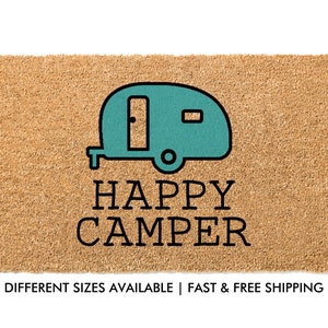 Happy Camper Welcome Mat Retro Camper Doormat Camper Decor Housewarming ...